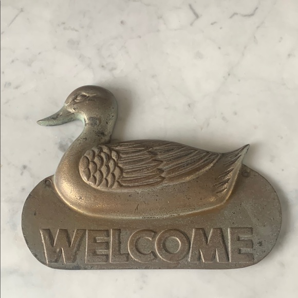 Accents | Vintage Brass Duck Welcome Sign | Poshmark